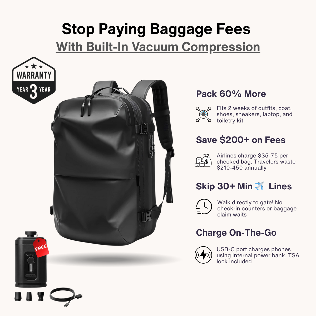 VaultPack™ Compression Backpack – Flex Moves